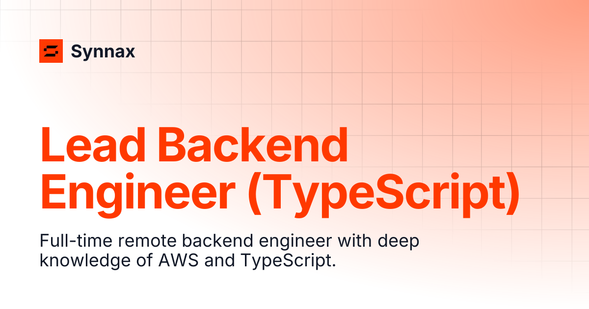 Lead Backend Engineer (TypeScript) | Synnax